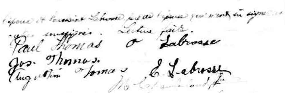 Actes de la famille Labrosse dit Raymond