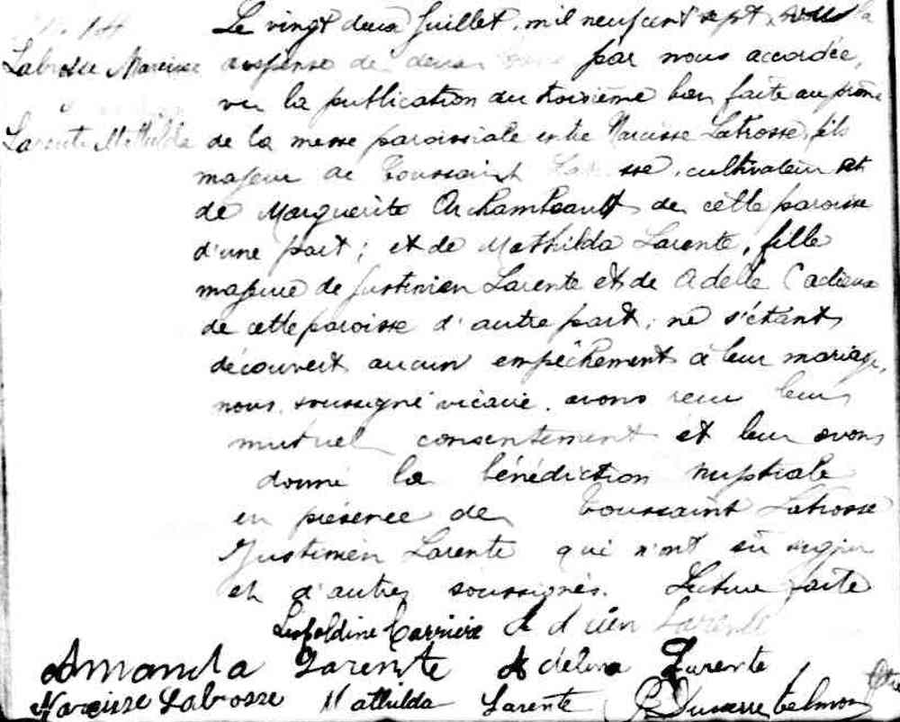 Actes de la famille Labrosse dit Raymond