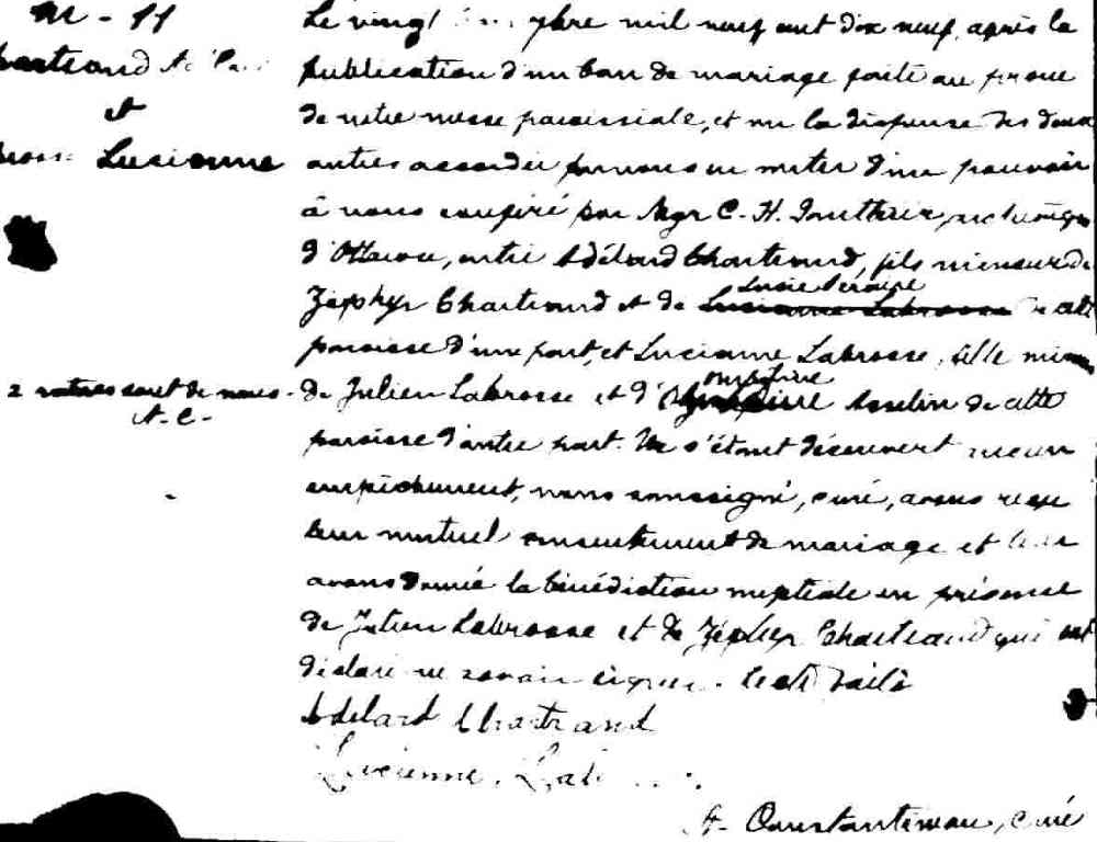 Actes de la famille Labrosse dit Raymond