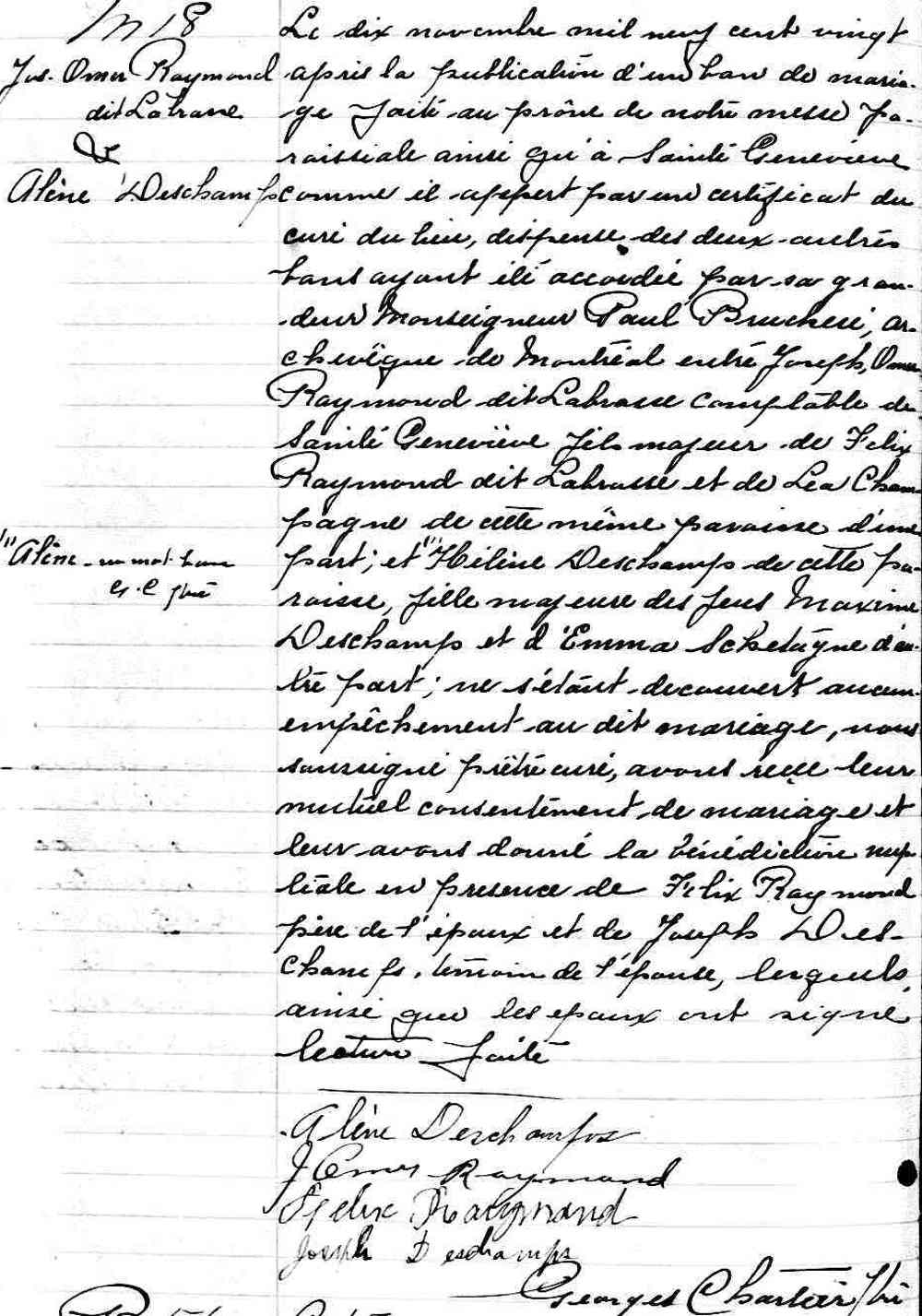 Actes de la famille Labrosse dit Raymond